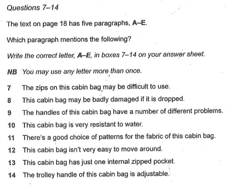 IELTS General Training Reading Multiple Matching - My IELTS Classroom Blog