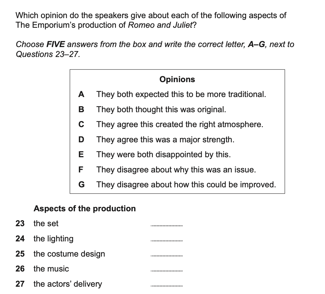 IELTS Listening Match Questions - Advanced Skills! - My IELTS Classroom ...